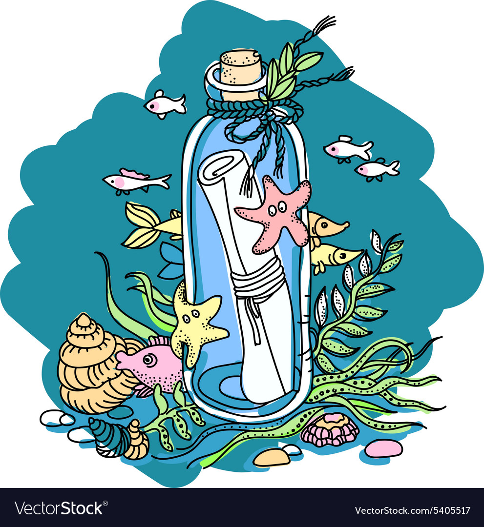 Message in a bottle Royalty Free Vector Image - VectorStock