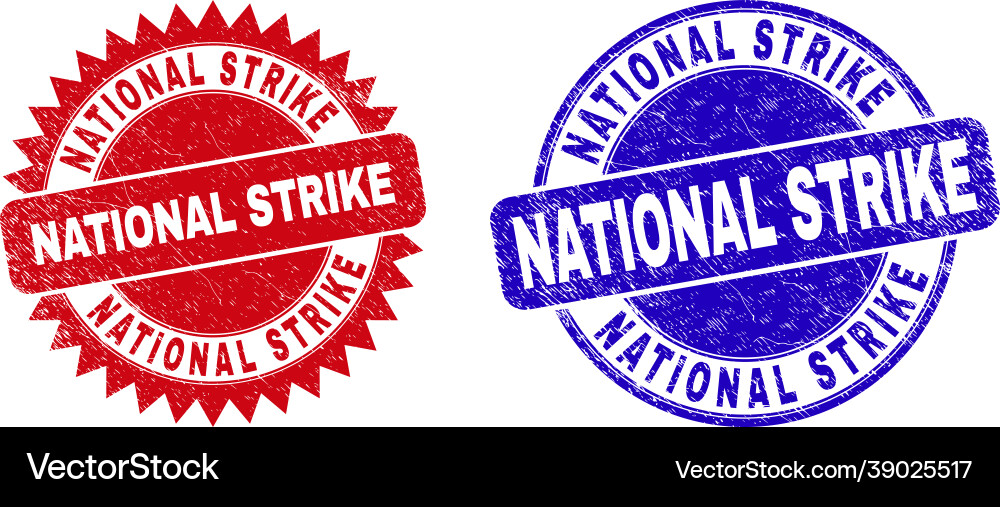 National strike rounded and rosette stamp seals Vector Image
