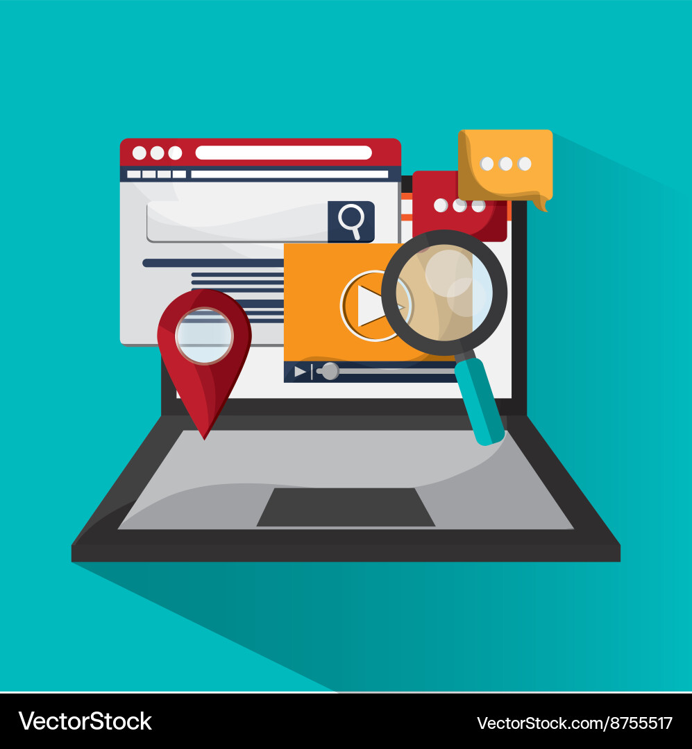 Searching online design digital marketing Vector Image