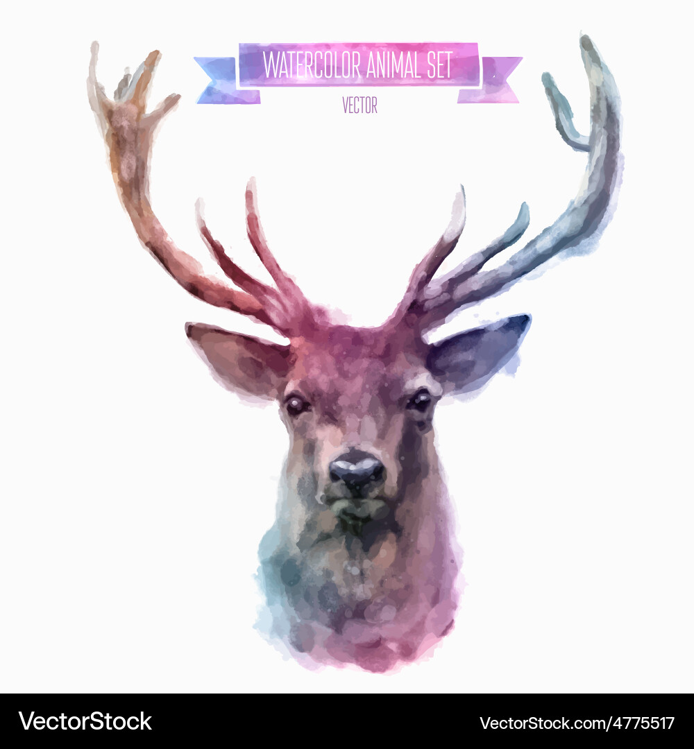 Set watercolor cute deer Royalty Free Vector Image
