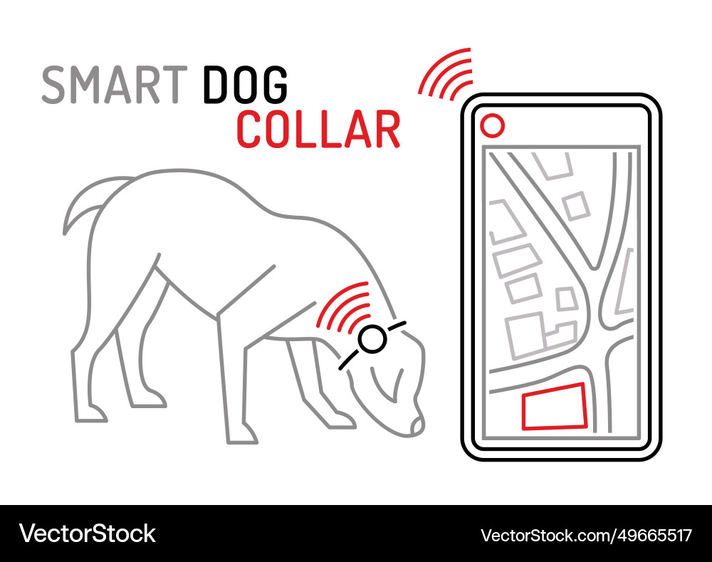 Smart pet collar landscape poster dog tech Vector Image