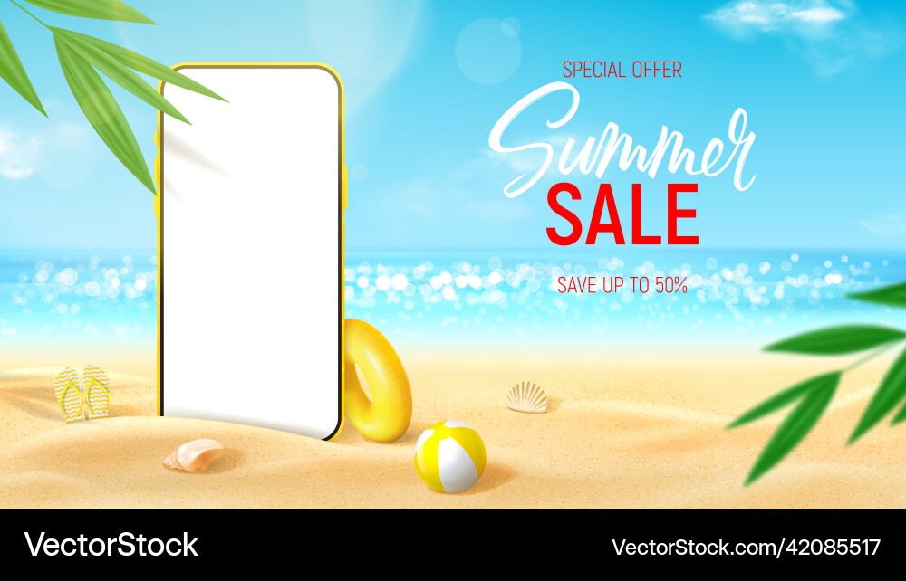 Summer sale ad banner template Royalty Free Vector Image