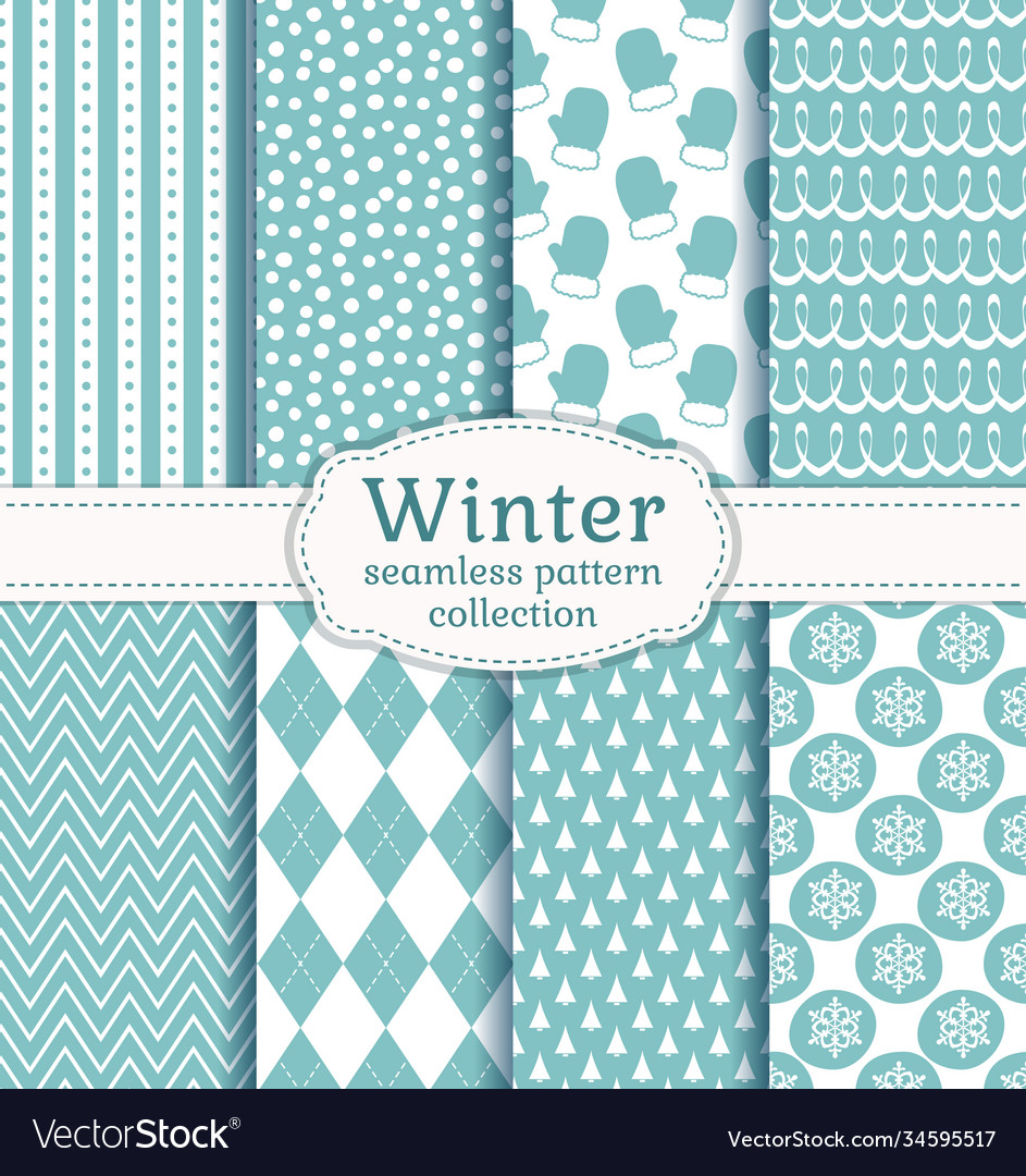 Winter seamless patterns set Royalty Free Vector Image