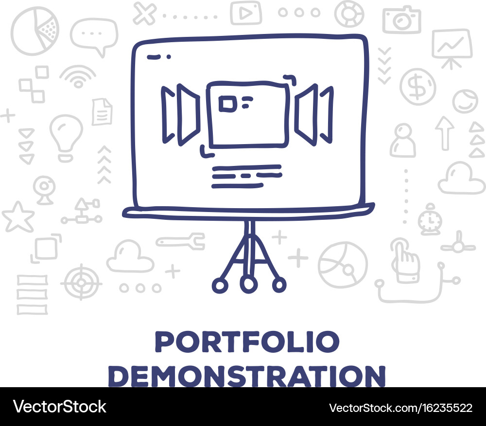 Creative big tripod screen with line icons and Vector Image