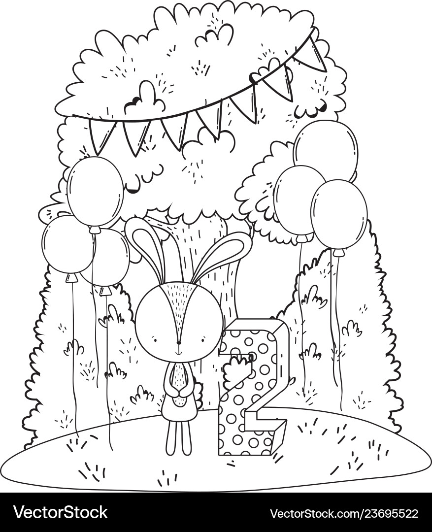 Cute little rabbit with balloons helium Royalty Free Vector