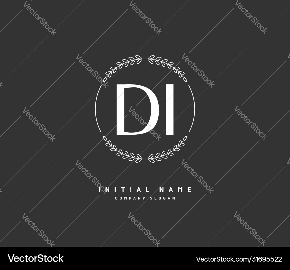 D i di beauty initial logo handwriting logo Vector Image