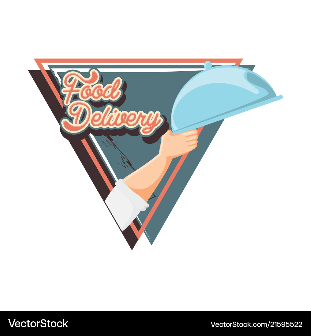 Food delivery service with tray server icon Vector Image