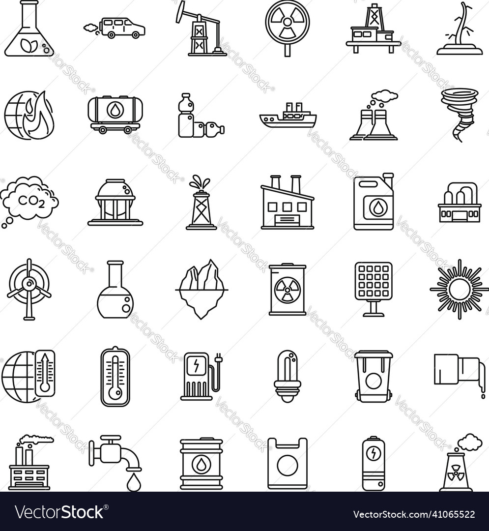 Global warming icons set outline climate Vector Image Global warming icons set outline climate Vector Image