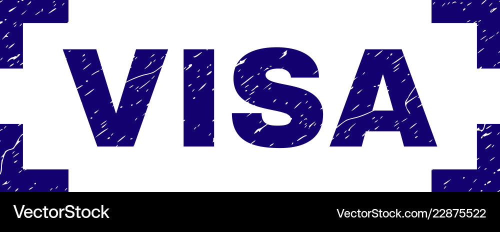 Grunge textured visa stamp seal between corners Vector Image