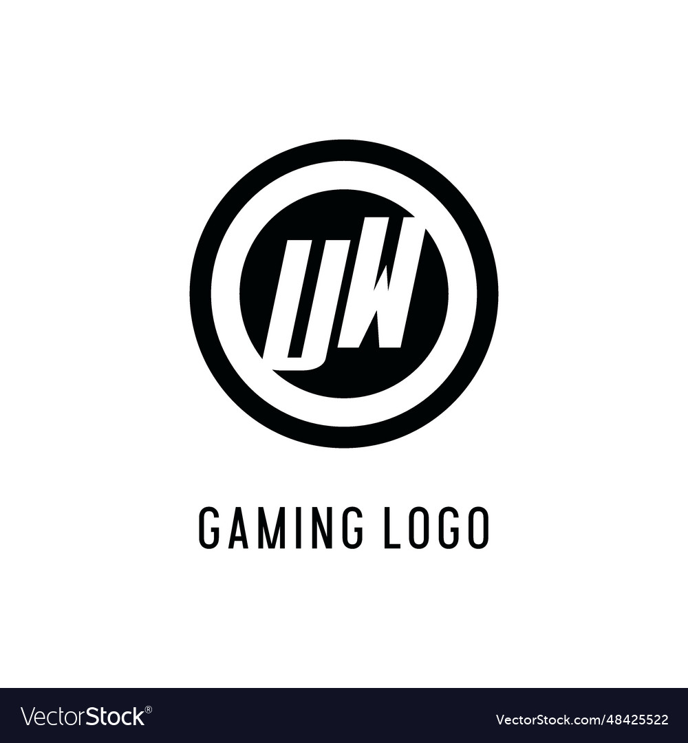 Initial uw logo concentric circle line clean Vector Image