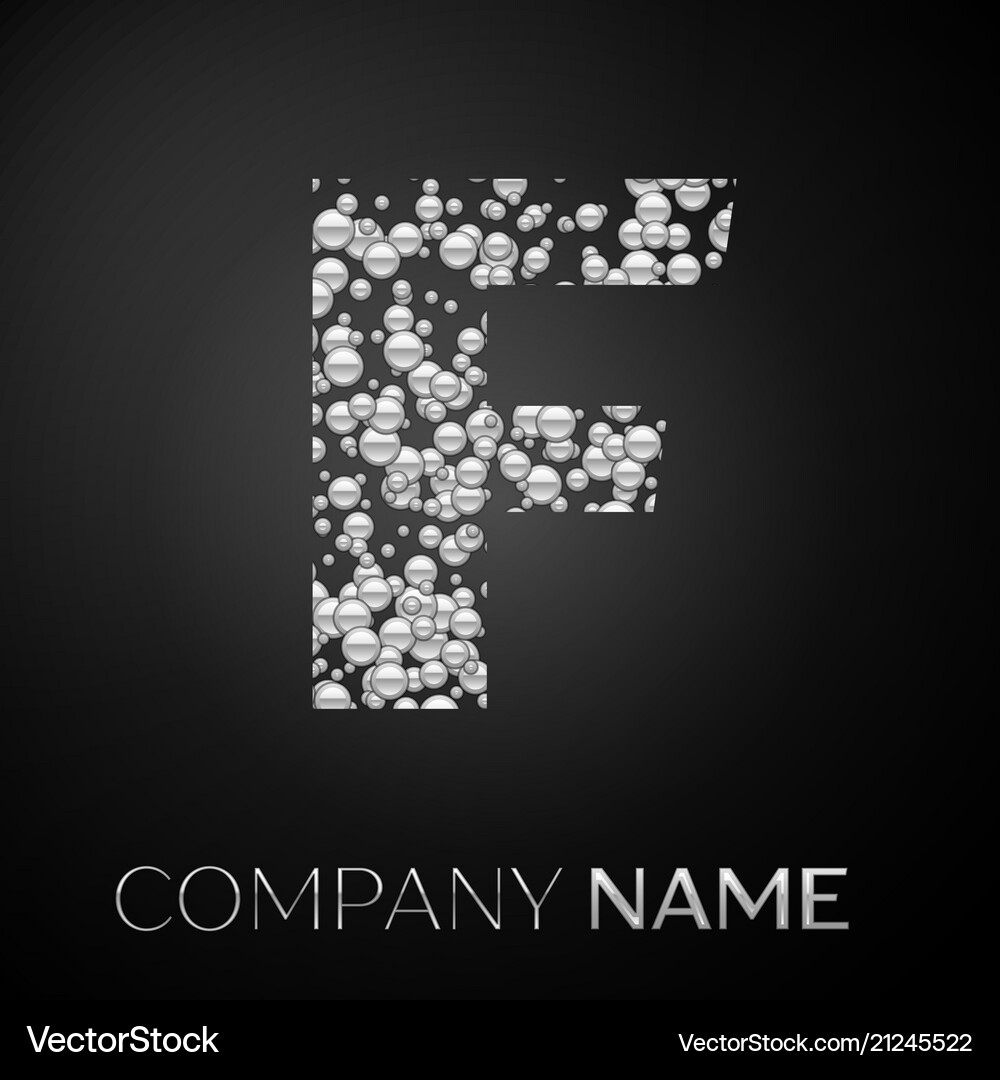 Letter f logo silver dots alphabet logotype Vector Image