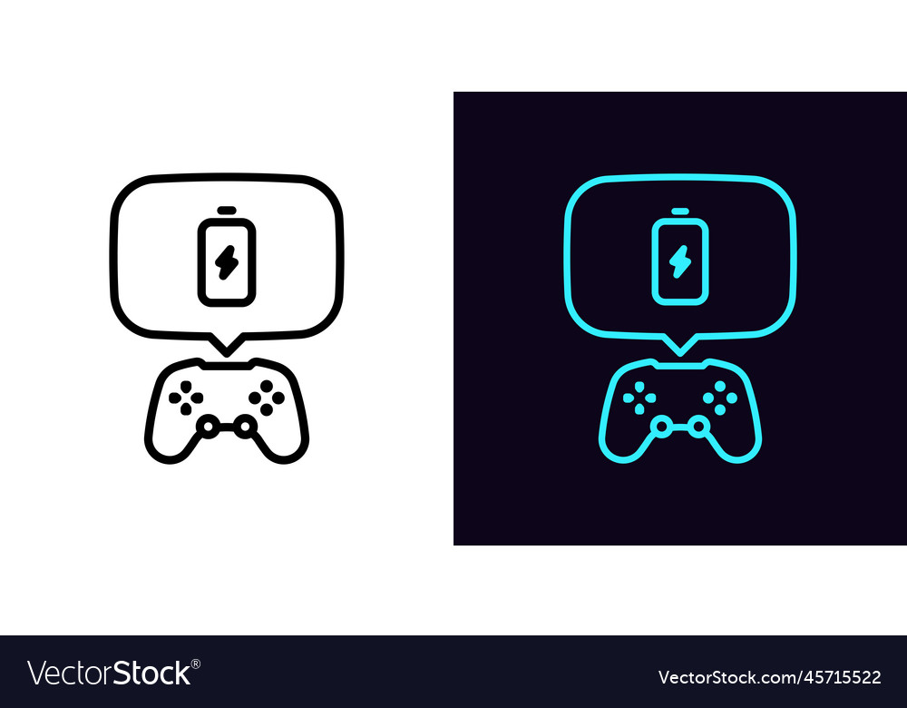Outline game controller icon with editable stroke Vector Image