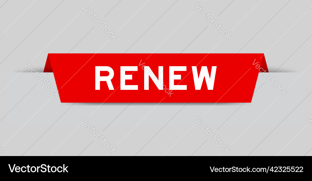 Red color inserted label with word renew on gray Vector Image