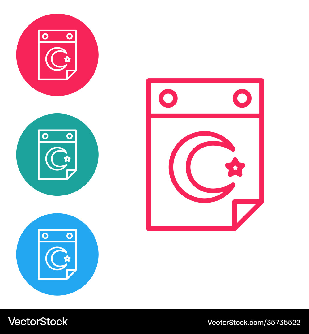 Red line star and crescent - symbol islam icon Vector Image