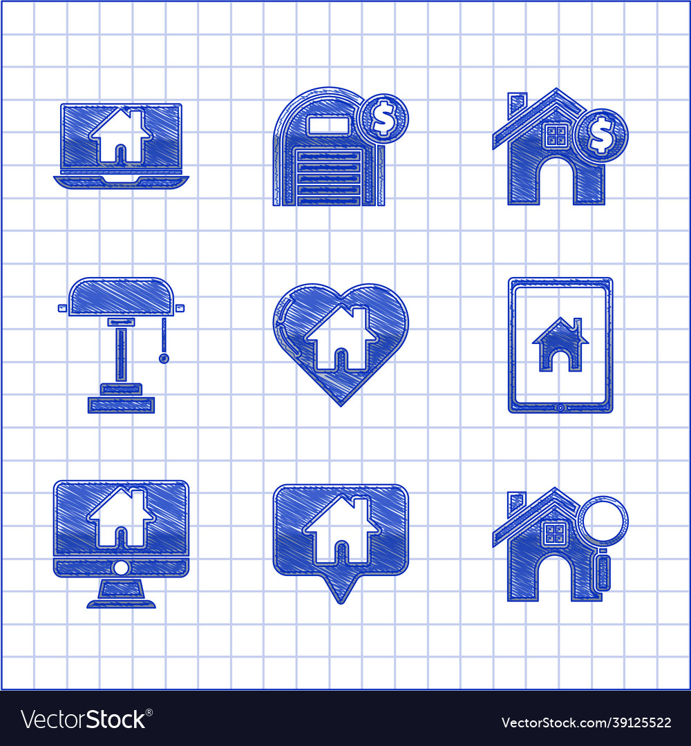 Set house with heart shape map pointer house Vector Image