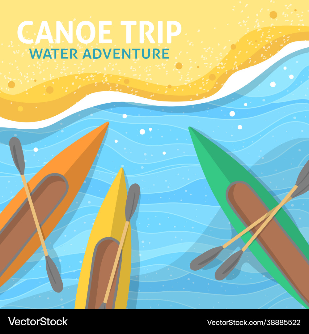 Top view canoes on shore a sandy beach Royalty Free Vector
