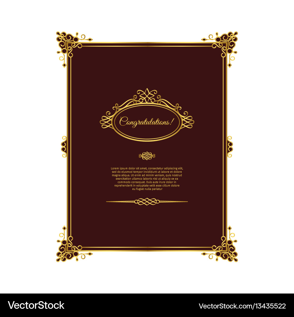 Vintage golden template on dark red Royalty Free Vector
