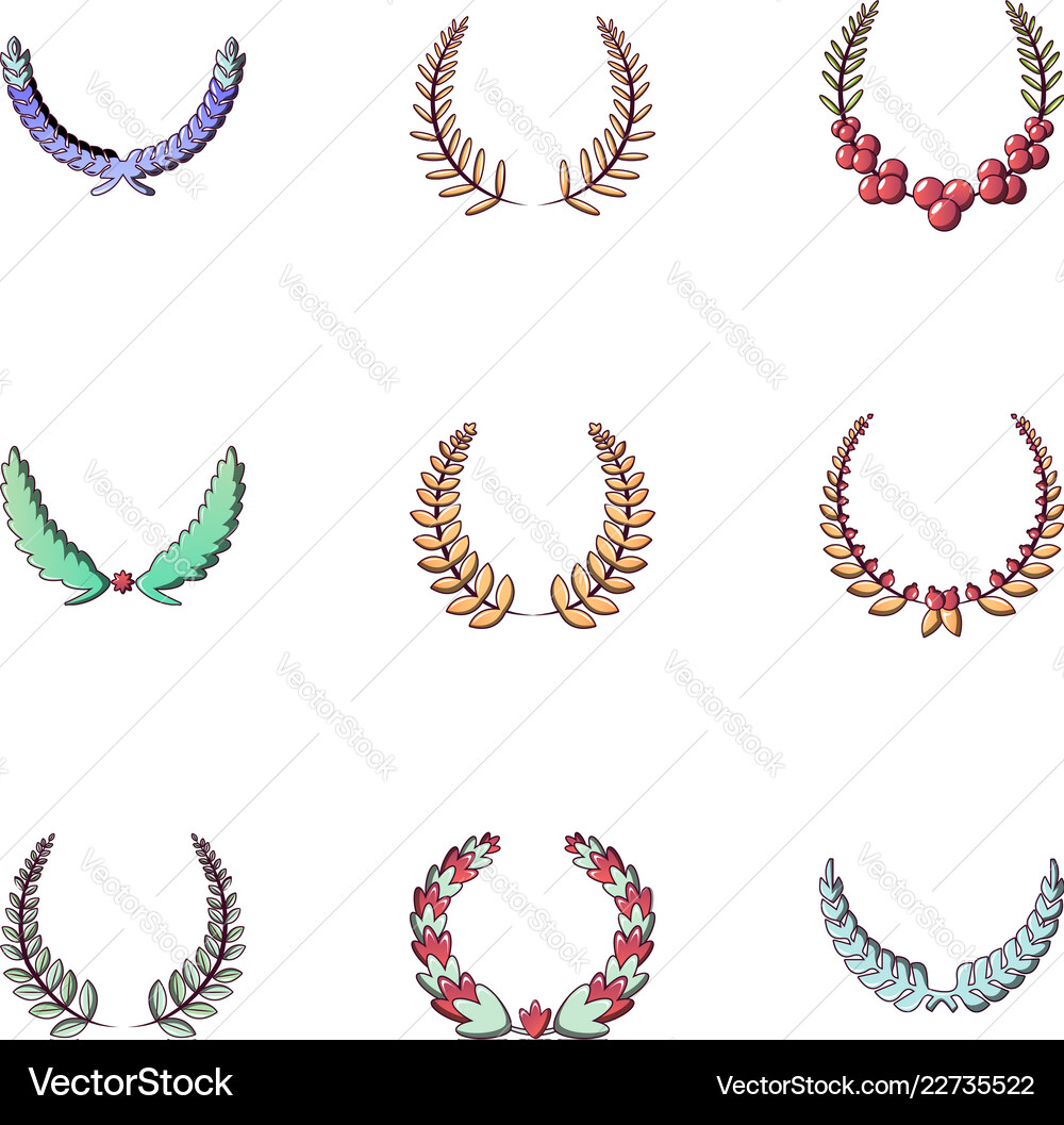 Wing victory icons set cartoon style Royalty Free Vector