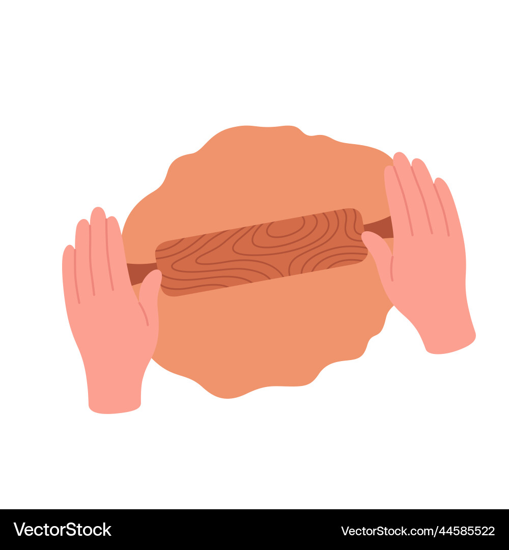 Woman rolling out dough process of making Vector Image