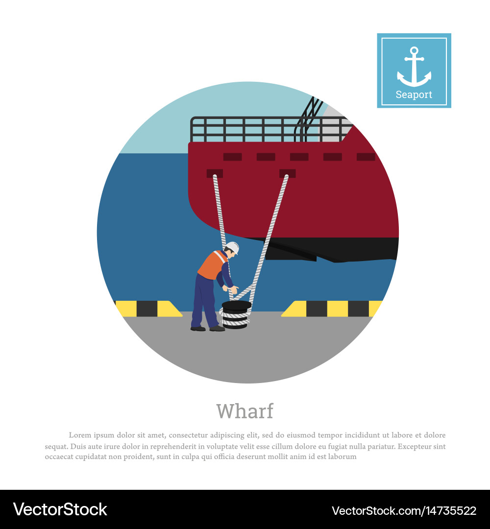 Working mooring ship in port cargo vessel Vector Image