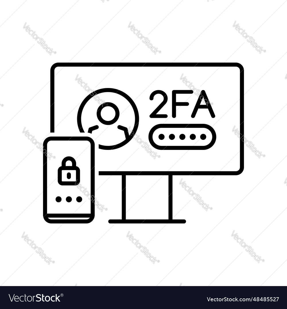 2fa Two Factor Verification By Mobile Phone Icon Vector Image