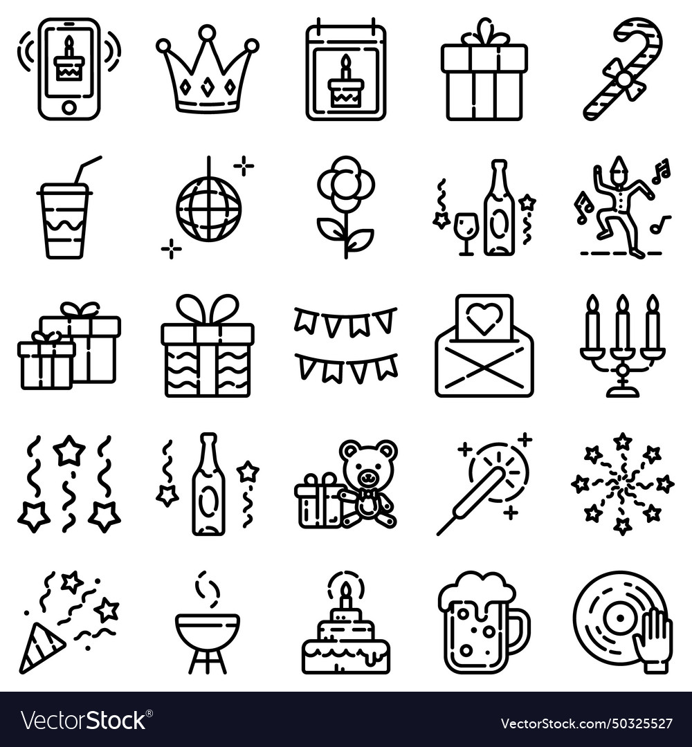 Celebration flat icon set isolated on white Vector Image