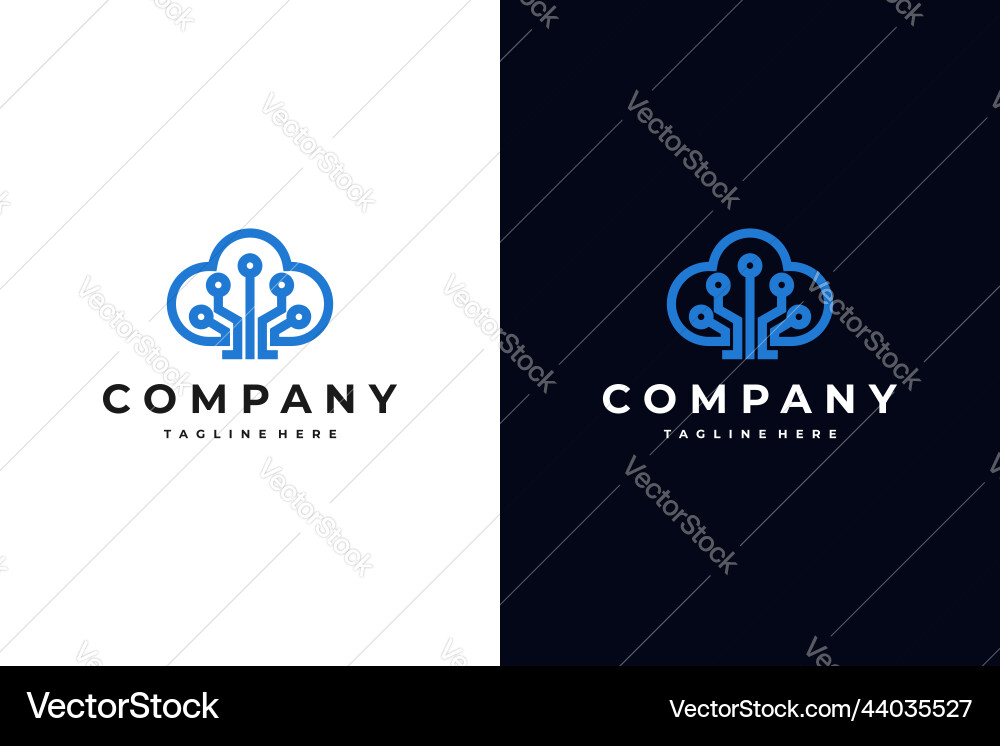 Cloud tech logo with circuit sign Royalty Free Vector Image