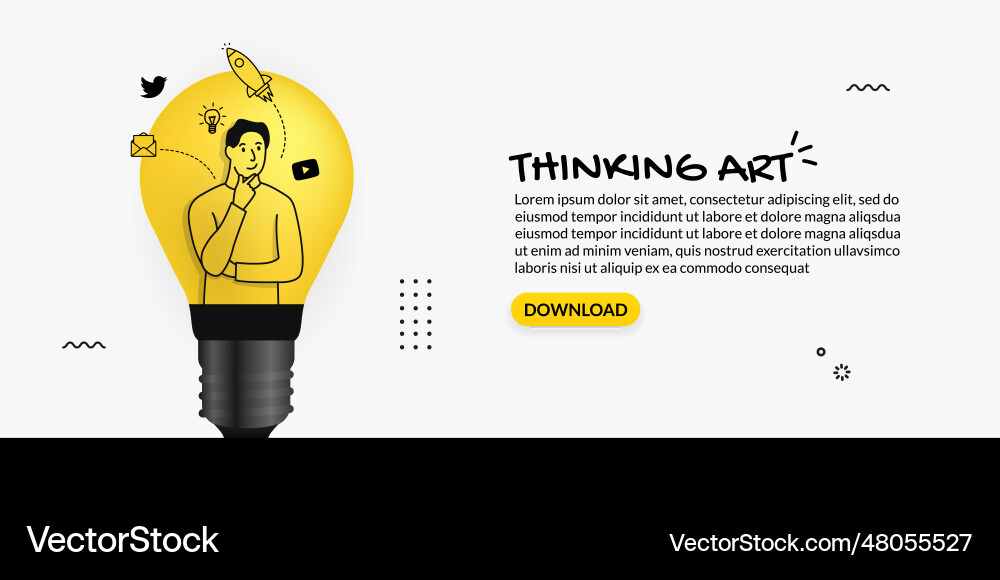 Content creator thinking inside light bulb Vector Image