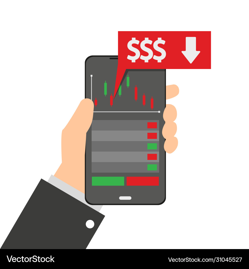 Financial growth mobile phone graph trade Vector Image