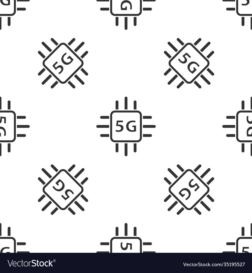 Grey computer processor 5g with microcircuits cpu Vector Image