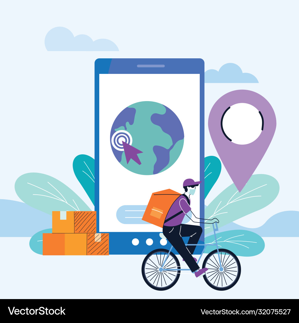 International courier with location delivery Vector Image