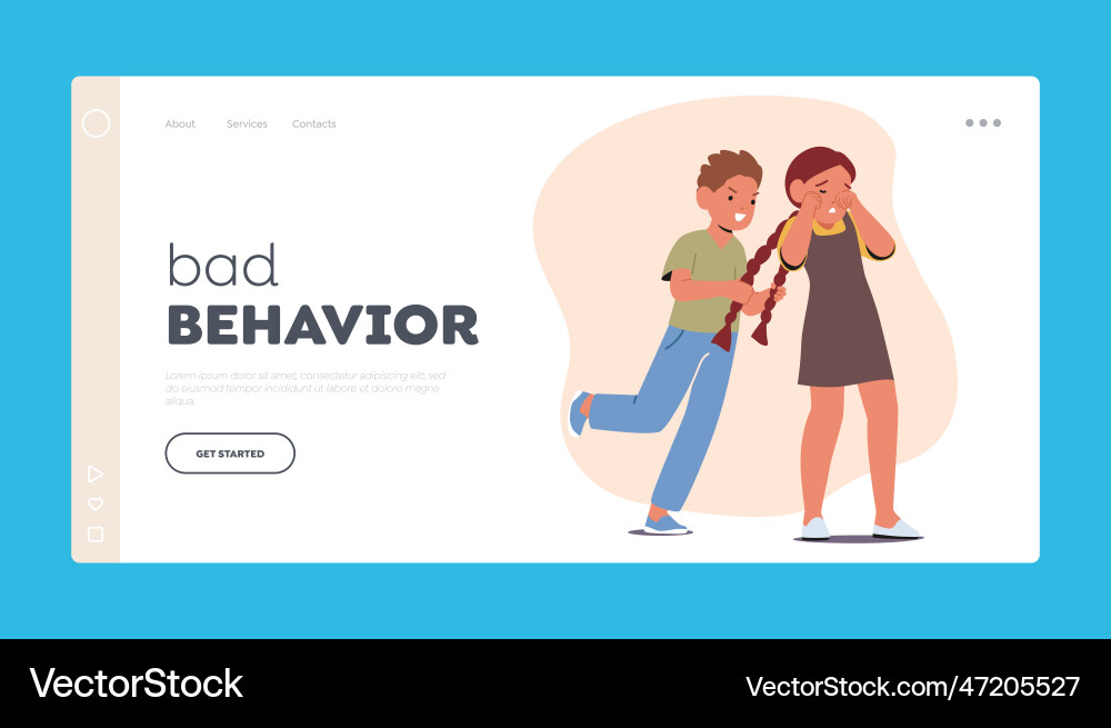 Kid bad behavior landing page template playful Vector Image