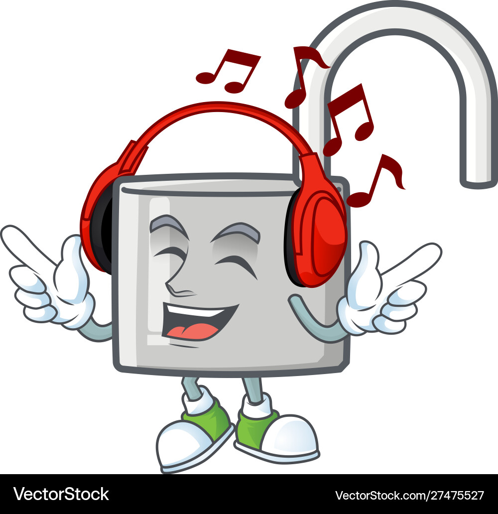 Listening music silver unlock key for security Vector Image
