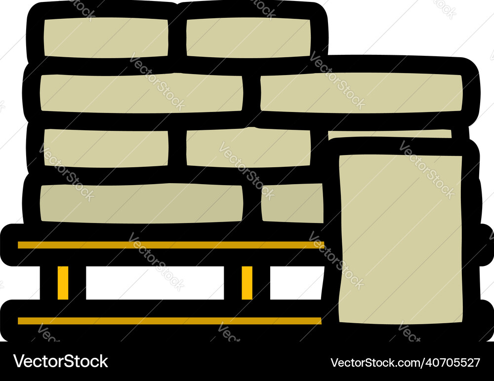 Palette with plaster bags icon Royalty Free Vector Image