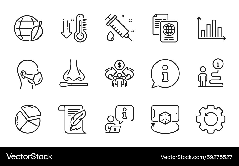 Science icons set included icon as pie chart Vector Image