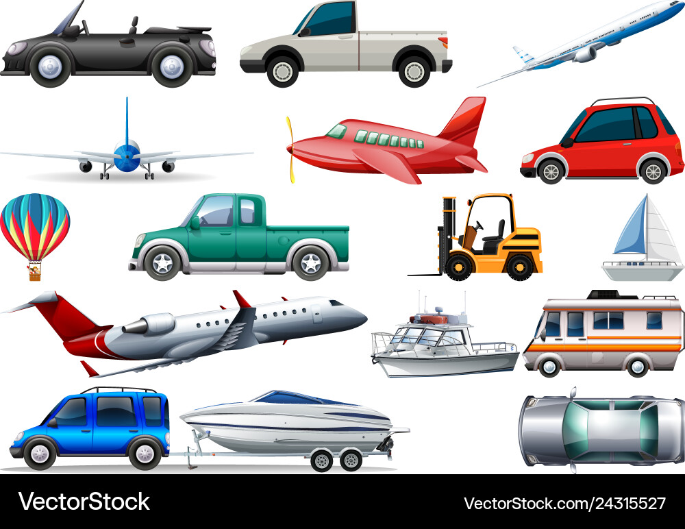 Set of transportation vehicle Royalty Free Vector Image