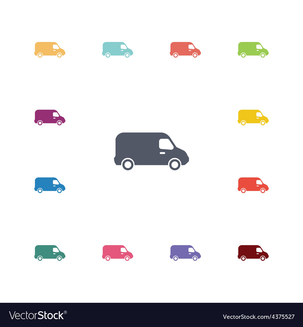 Van flat icons set Royalty Free Vector Image - VectorStock