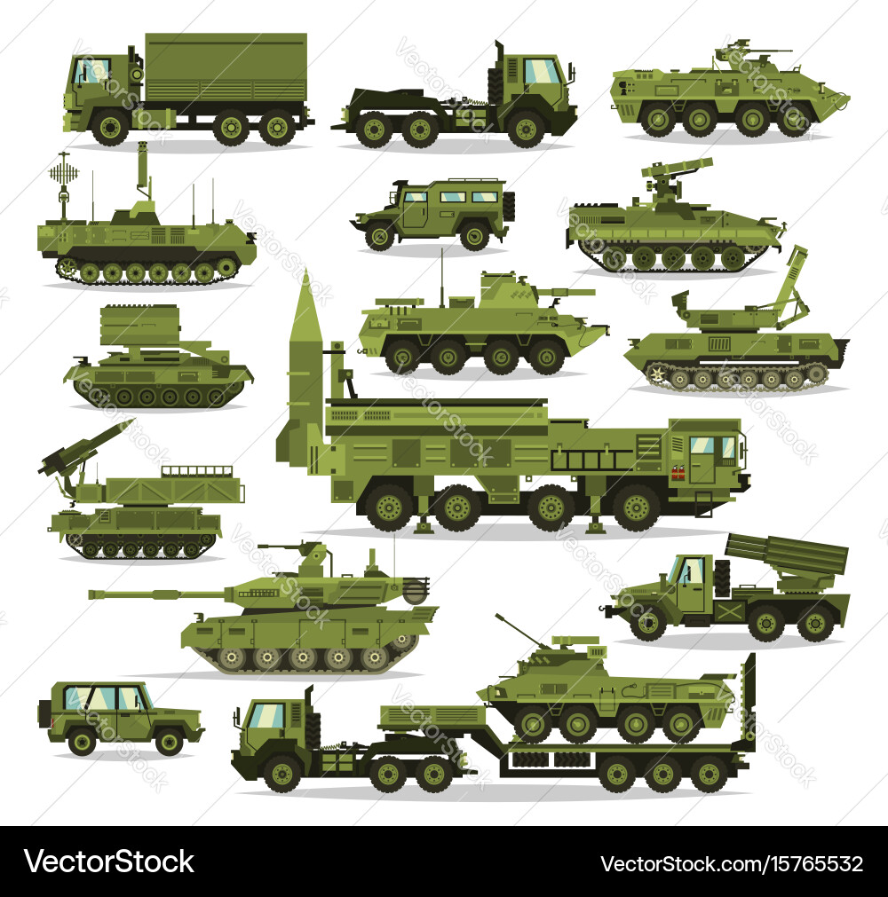 Big set military equipment heavy reservations Vector Image