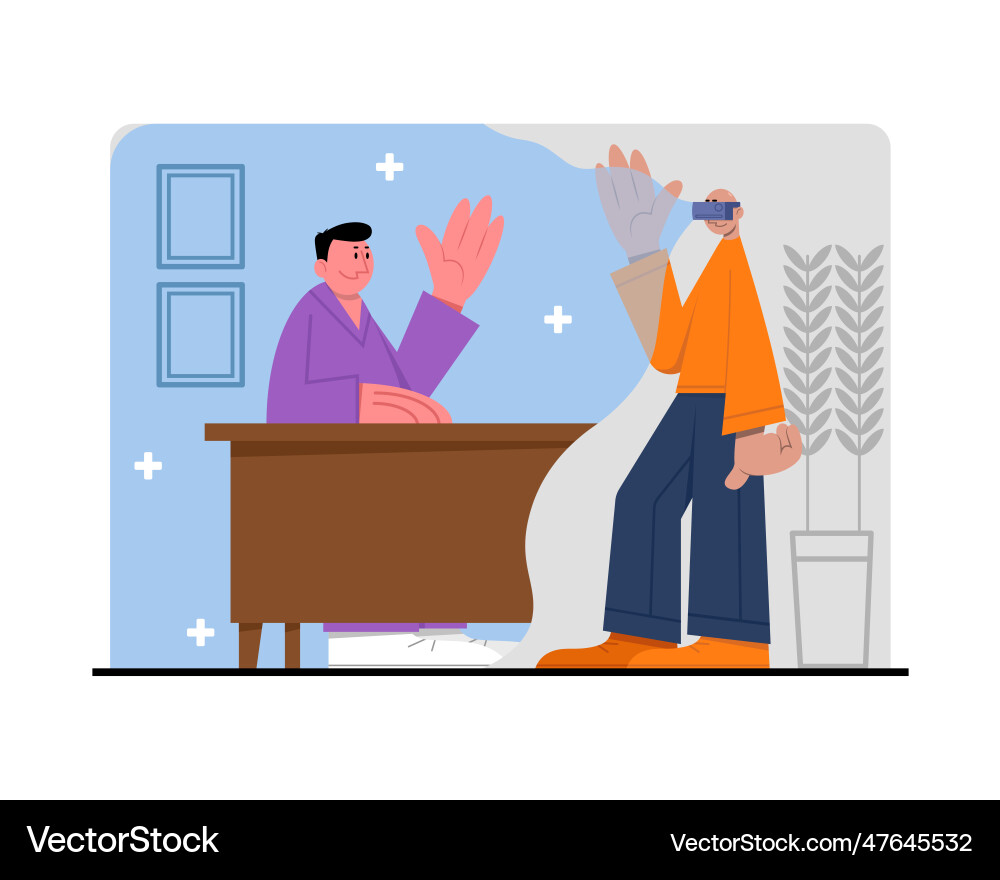 Doctor meets patient via video call remote Vector Image