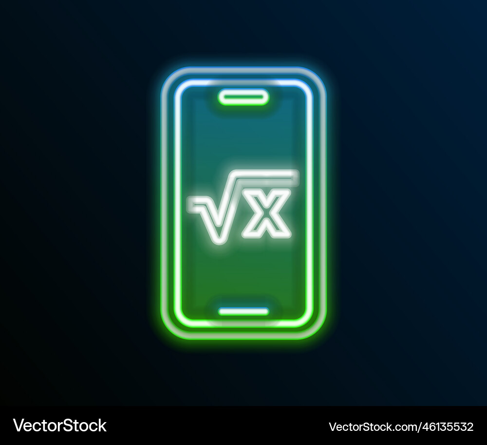 Glowing neon line square root of x glyph icon Vector Image
