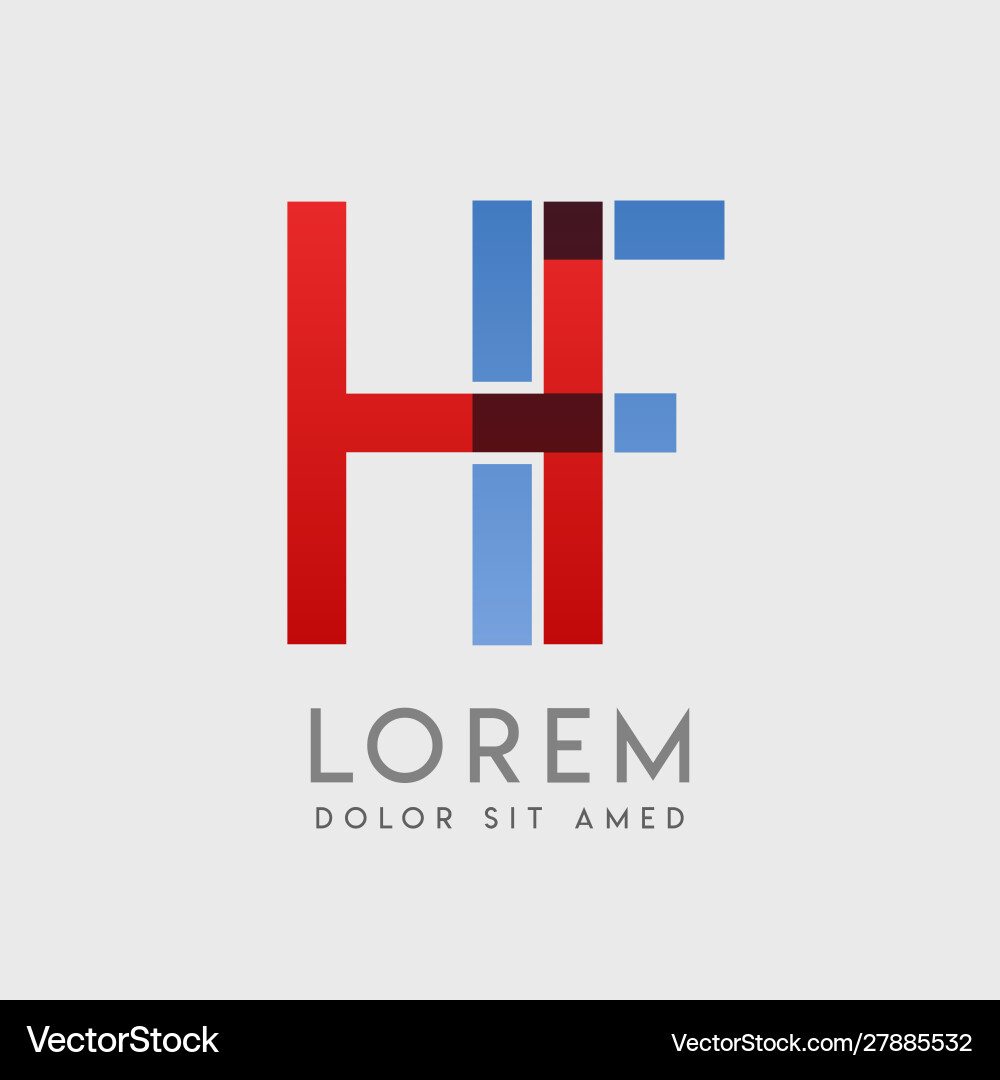 Hf logo letters with blue and red gradation Vector Image