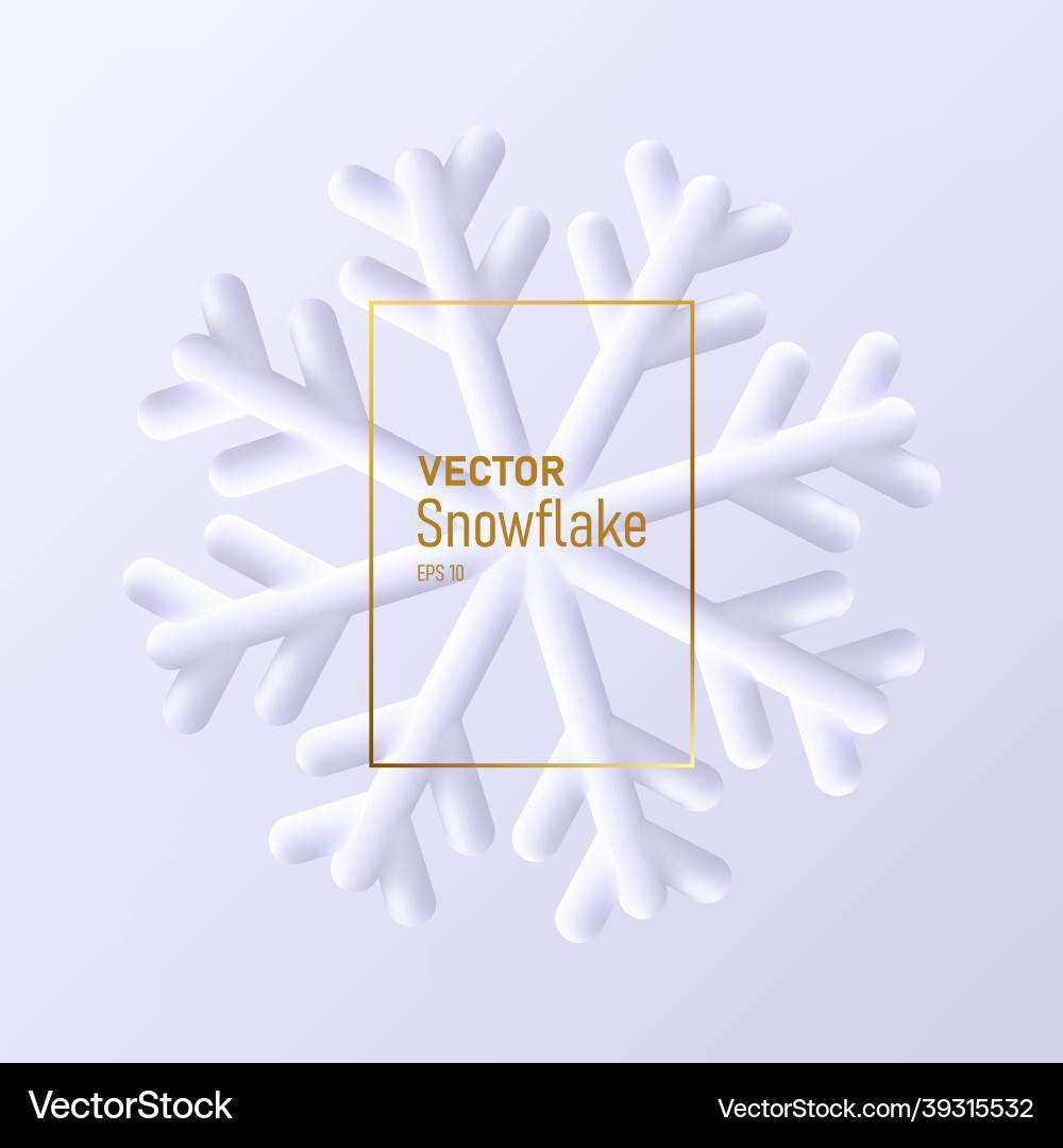 Modern winter holiday poster with big 3d snowflake