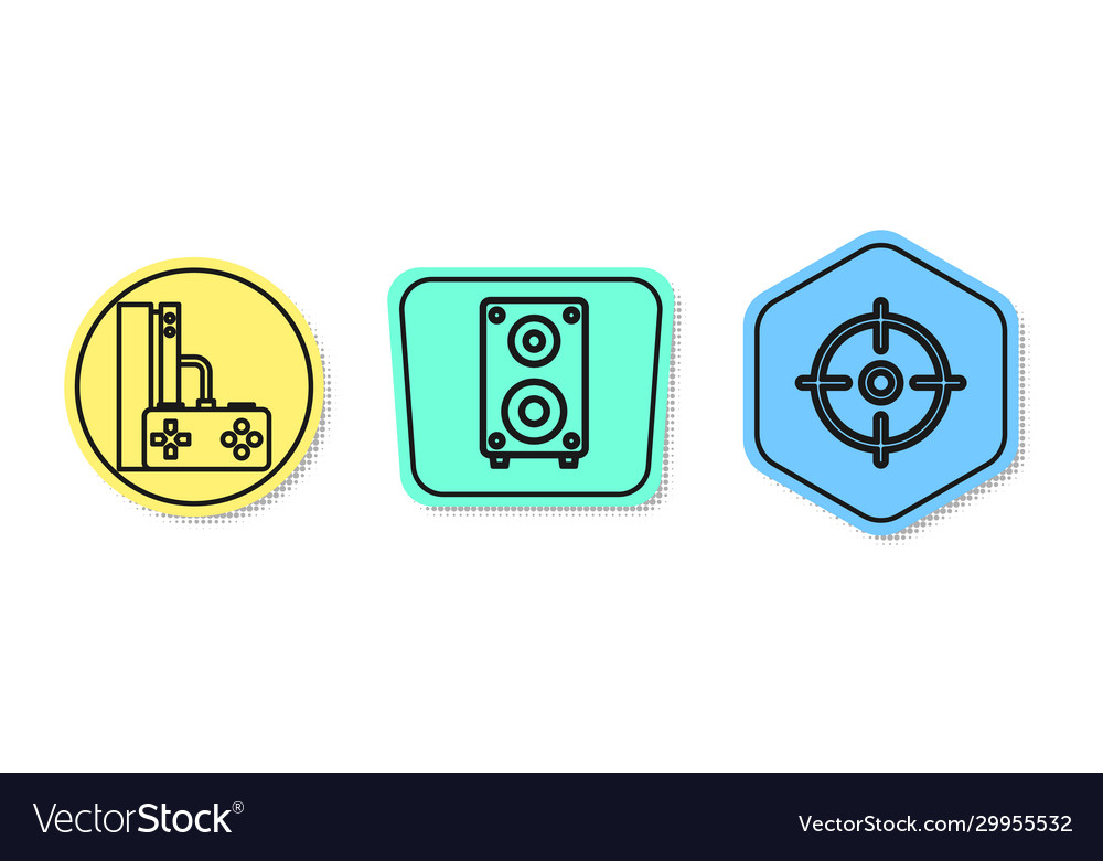 Set Line Game Console With Joystick Stereo Vector Image