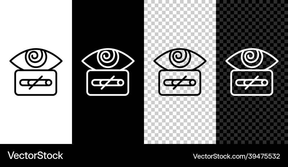 Set line hypnosis icon isolated on black and white