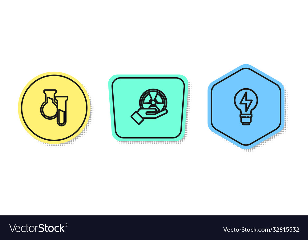 Set line test tube and flask radioactive Vector Image Set line test tube and flask radioactive Vector Image