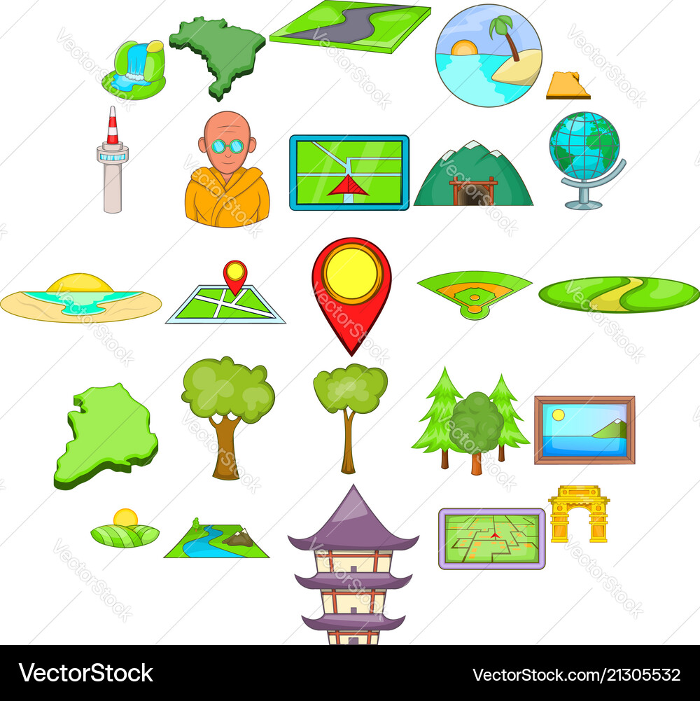 Sphere icons set cartoon style Royalty Free Vector Image