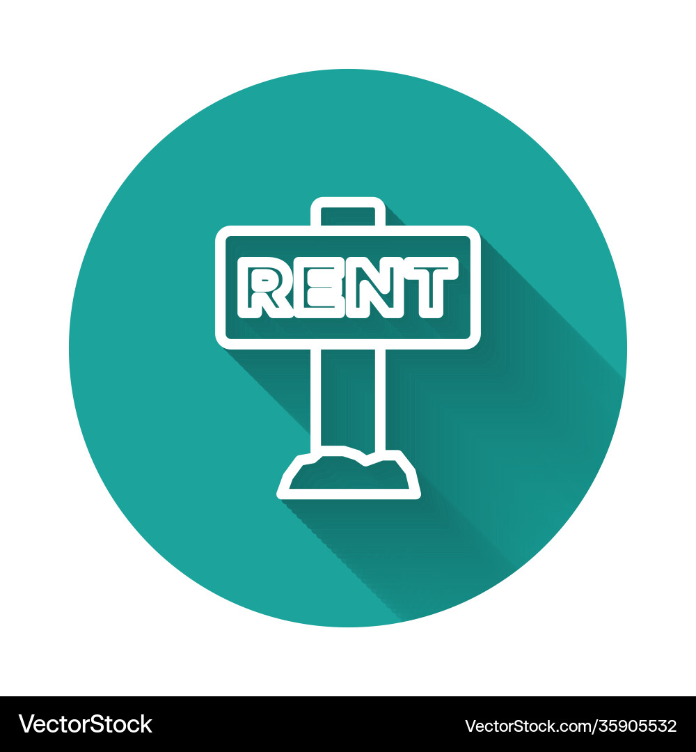 White line hanging sign with text rent icon Vector Image