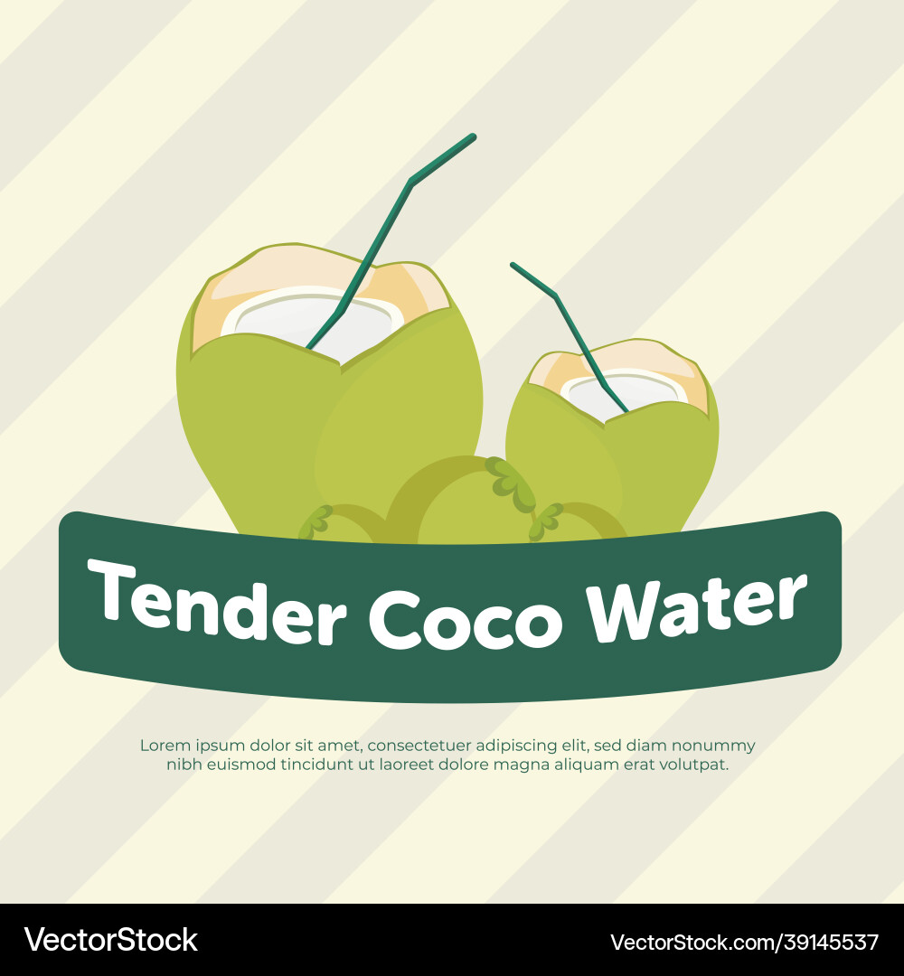 Banner design of tender coco water Royalty Free Vector Image