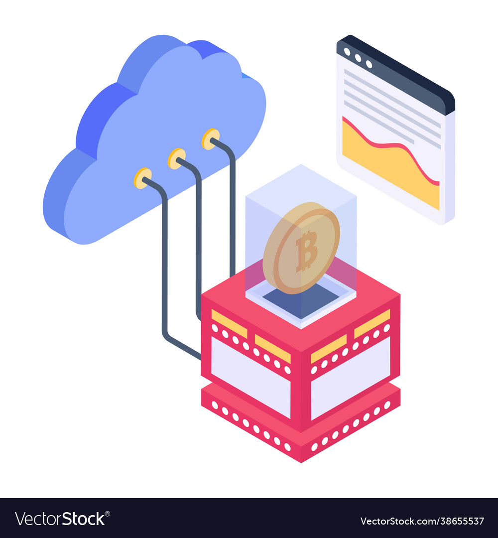 Bitcoin cloud analysis Royalty Free Vector Image