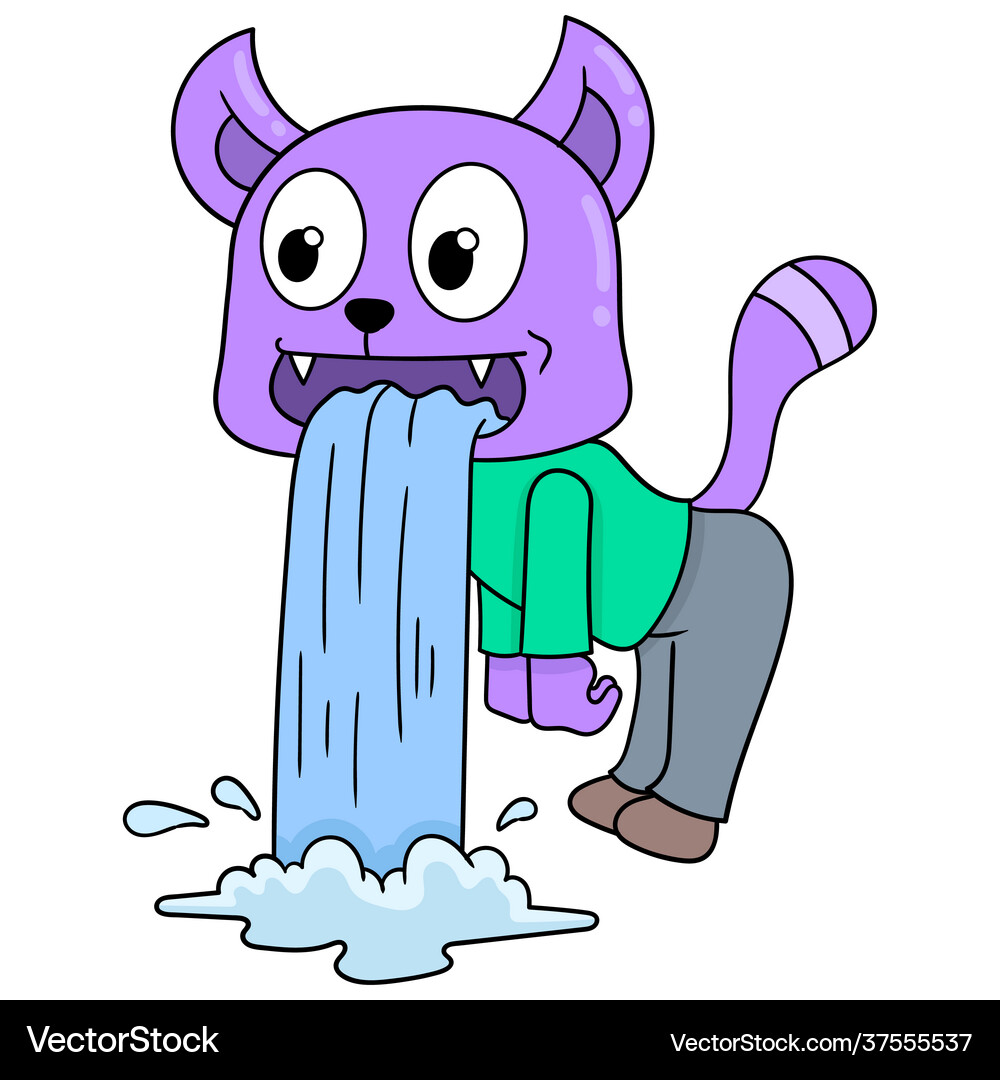 Cat with melting face hunger was drooling Vector Image